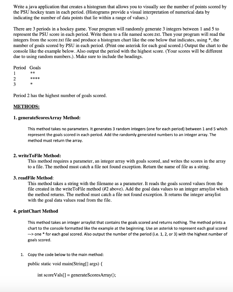 Solved Write a java application that creates a histogram | Chegg.com