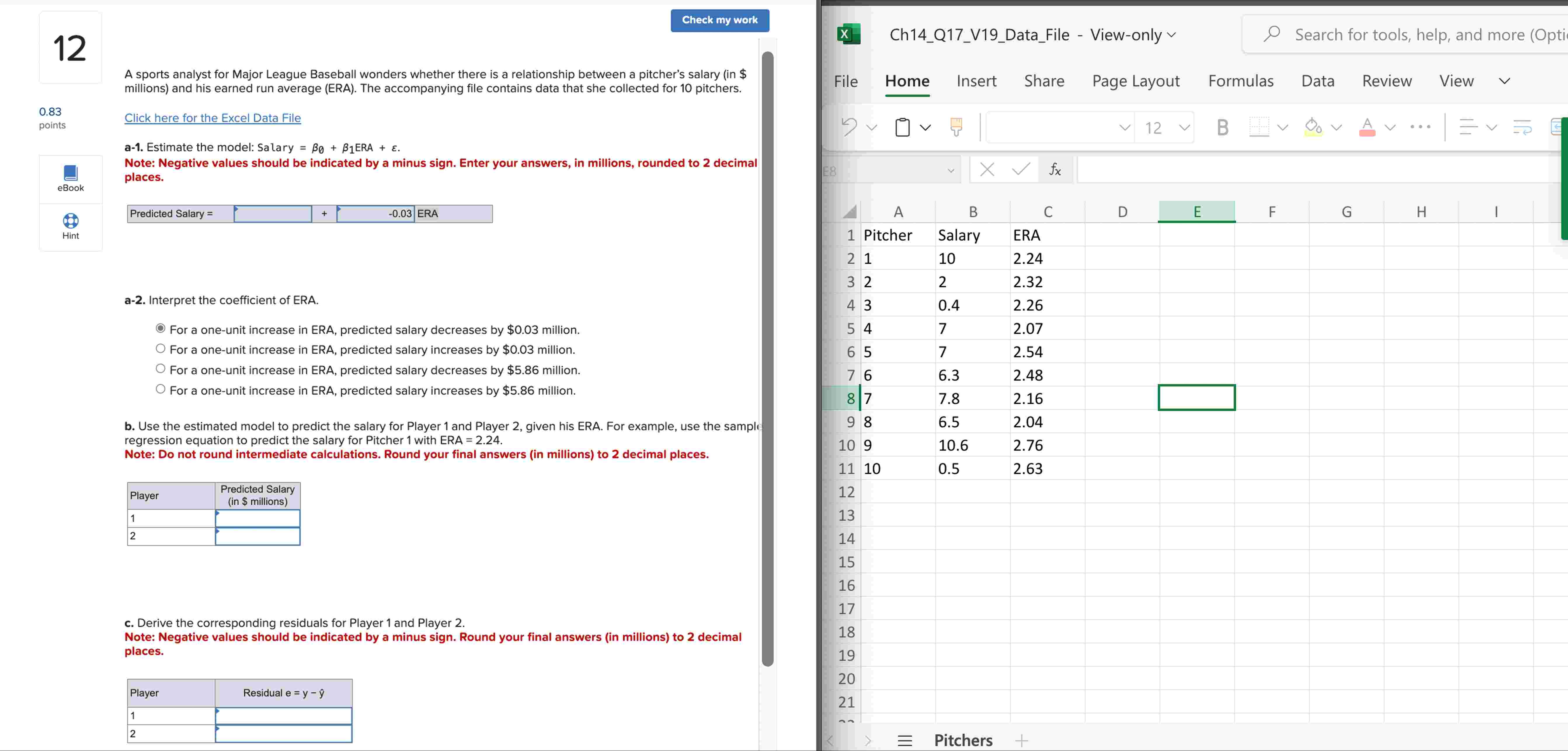 Solved A sports analyst for Major League Baseball wonders | Chegg.com