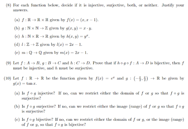 Solved (8) For each function below, decide if it is | Chegg.com