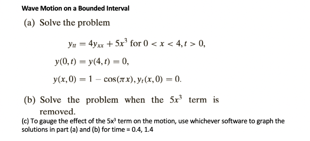 Wave Motion on a Bounded Interval (a) Solve the | Chegg.com