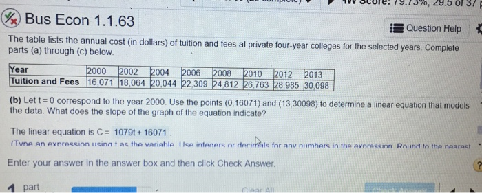 Solved I need help solving for the annual cost of tuition | Chegg.com