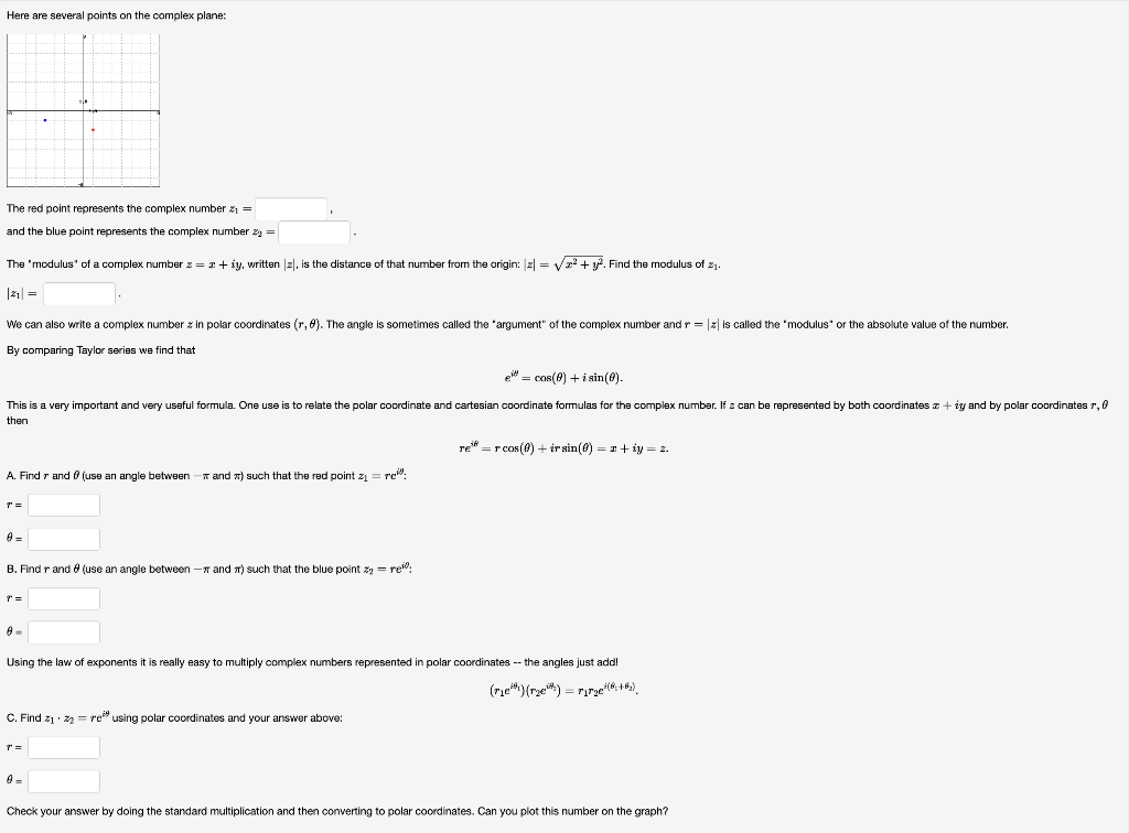 Solved Here are several points on the complex plane: The red | Chegg.com
