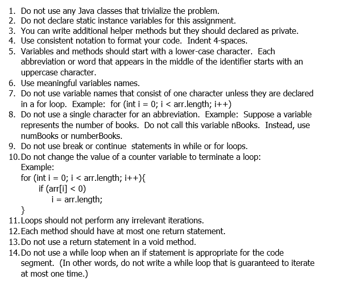 1. Do not use any Java classes that trivialize the | Chegg.com