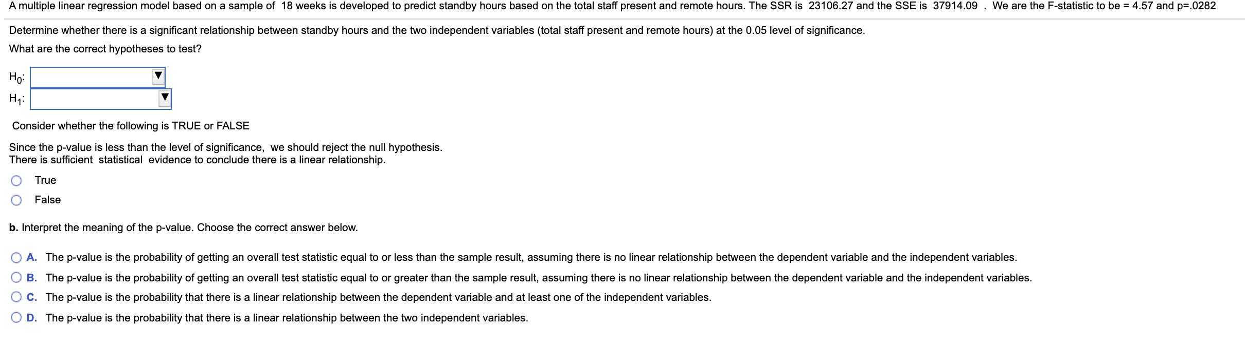 Solved A multiple linear regression model based on a sample | Chegg.com