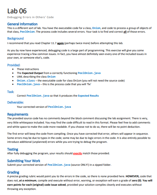 Lab 06 Debugging Errors in Others' Code General | Chegg.com