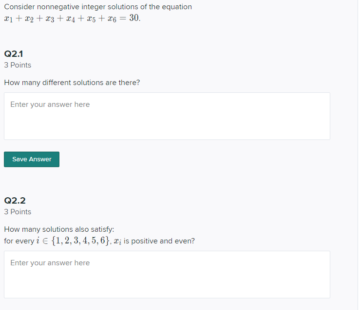 Solved Consider nonnegative integer solutions of the | Chegg.com