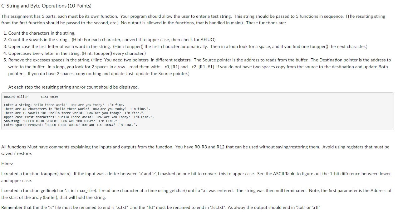 Solved C-String and Byte Operations (10 Points) This | Chegg.com