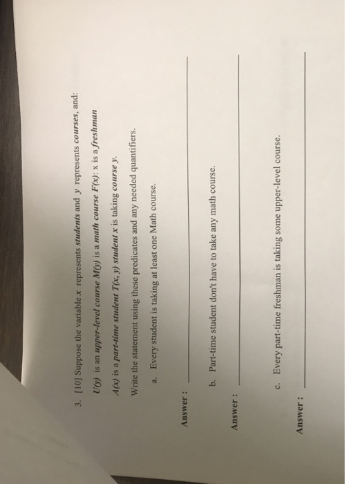 Solved Suppose the variable x represents students and y | Chegg.com