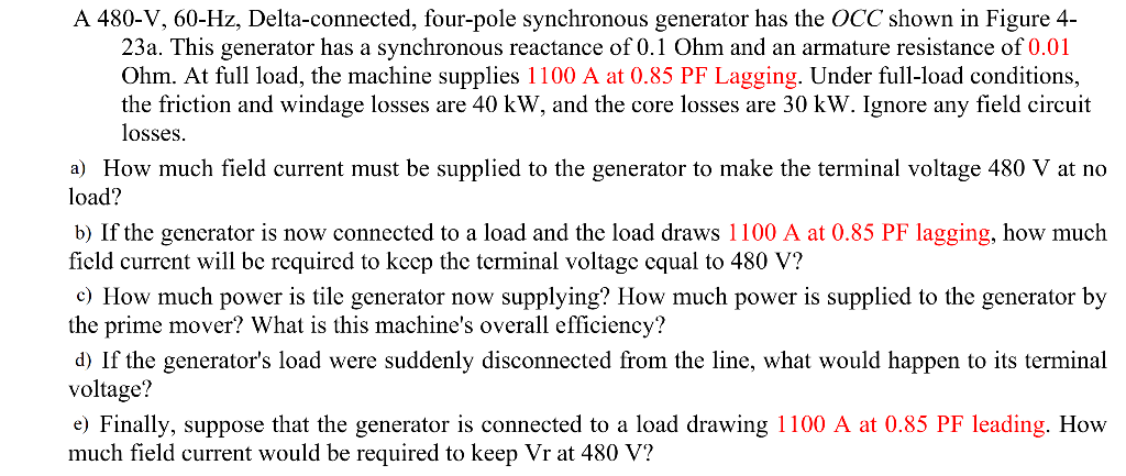 Solved A 480-V, 60-Hz, Delta-connected, four-pole | Chegg.com