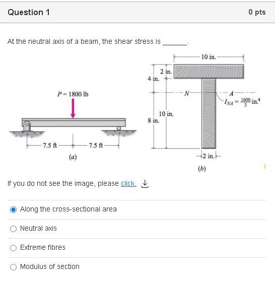 Question 1 At the neutral axis of a beam, the shear | Chegg.com