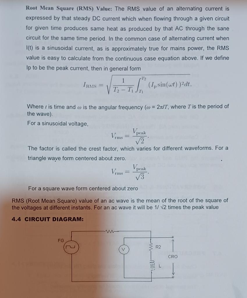 Solved AVERAGE VALUE, RMS VALUE, FORM FACTOR, PEAK FACTOR OF | Chegg.com