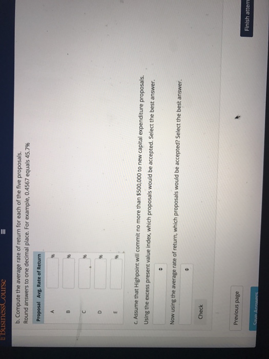 Solved E business LOurse Excess Present Value Index and | Chegg.com