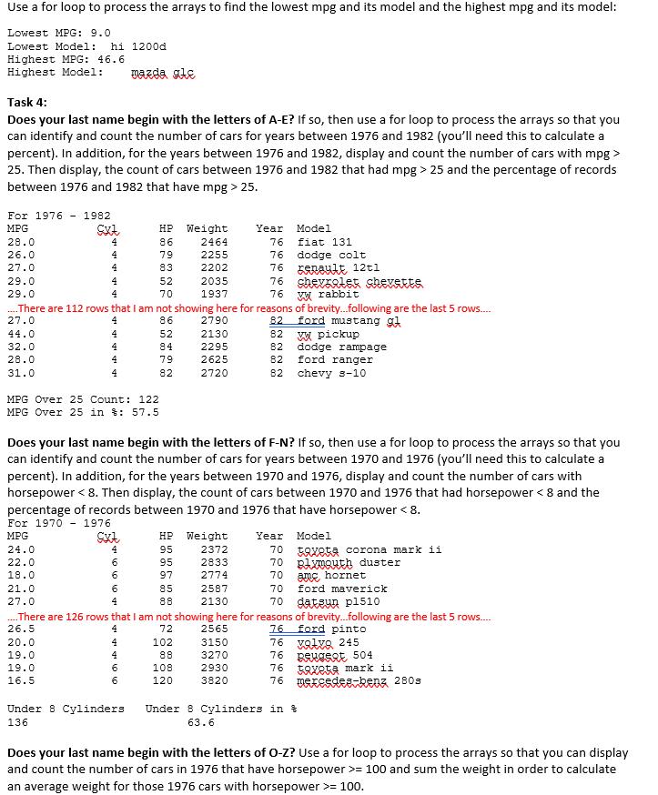 Solved Task 1: Read the files and create the arrays and | Chegg.com