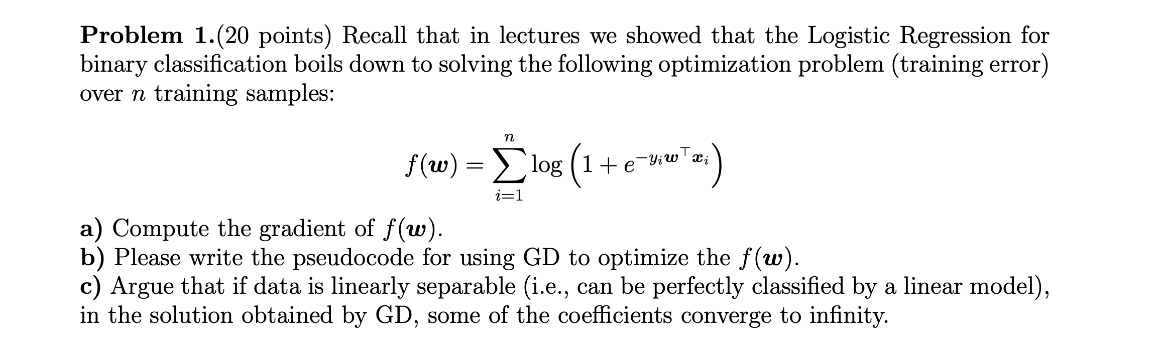 Problem 1.(20 points) Recall that in lectures we | Chegg.com Problem 1.(20 points) Recall that in lectures we | Chegg.com