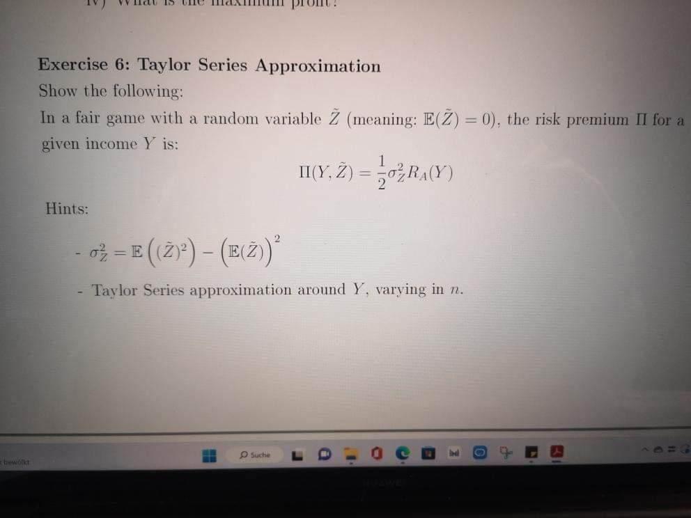 Solved Exercise 6: Taylor Series Approximation Show the | Chegg.com