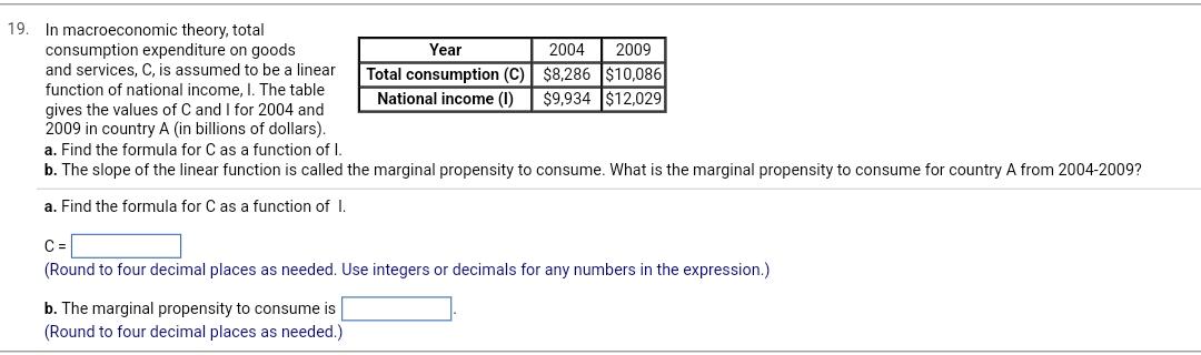 Solved In macroeconomic theory, total consumption | Chegg.com