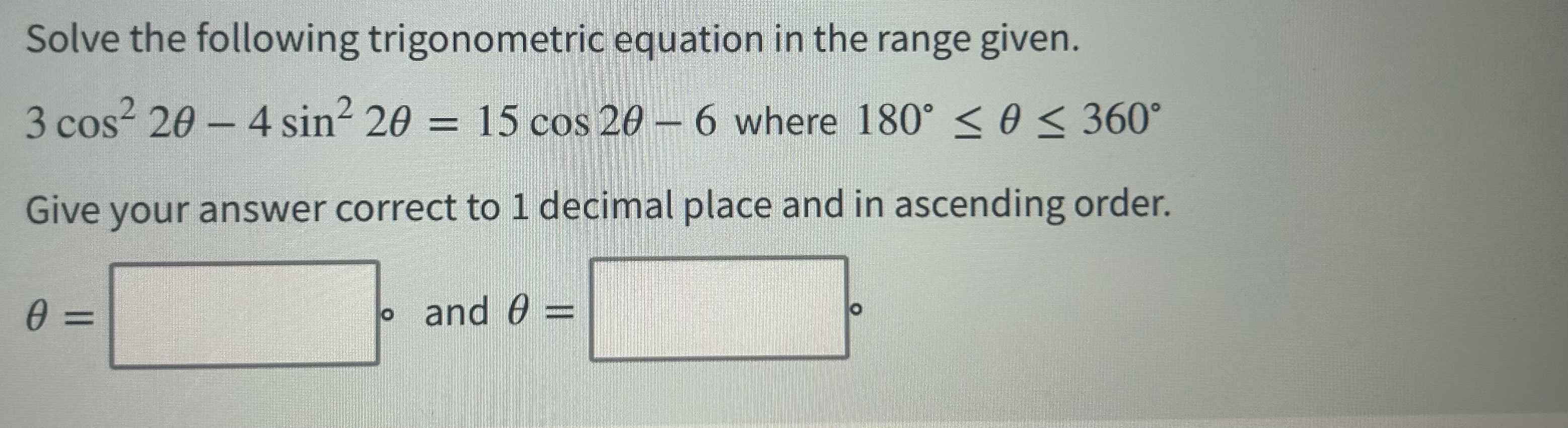 Solved Solve the following trigonometric equation in the | Chegg.com