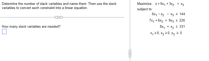 Solved Determine the number of slack variables and name | Chegg.com