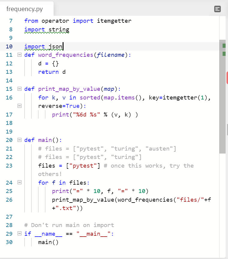 Solved Implement a function 'word_frequencies that takes a | Chegg.com