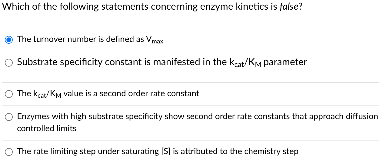 Solved Which of the following statements concerning enzyme | Chegg.com