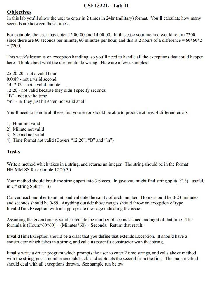 Solved CSE1322L - Lab 11 Objectives In this lab you'll allow | Chegg.com