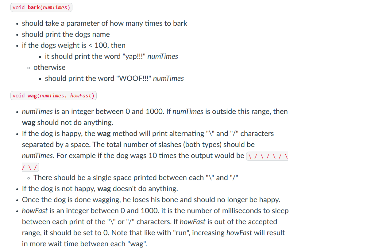 Solved Write a class called in C++. Dogs have attributes | Chegg.com