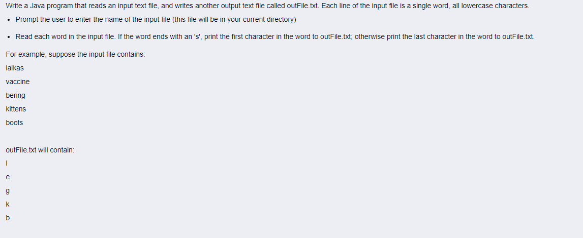 Write a Java program that reads an input text file, | Chegg.com