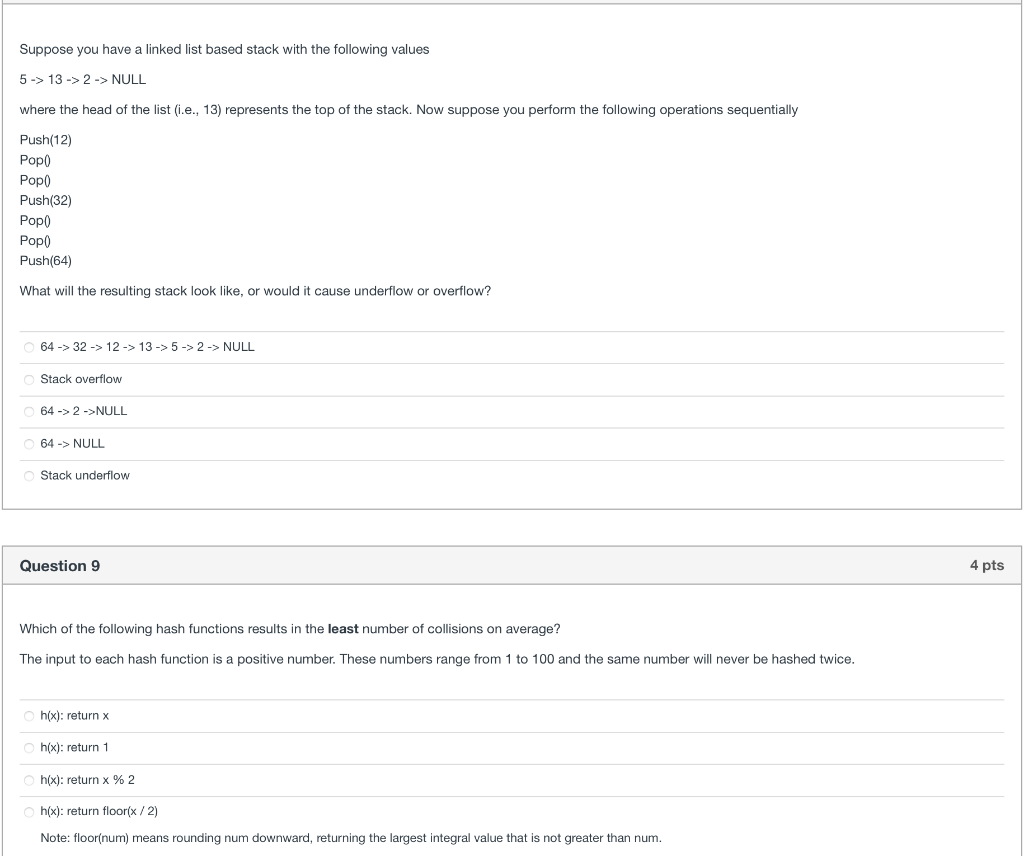Solved Suppose you have a linked list based stack with the | Chegg.com