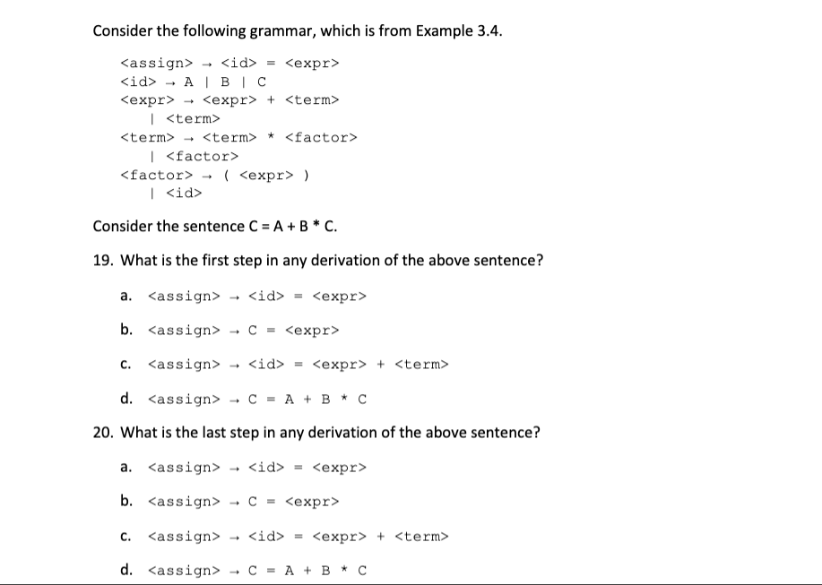 Solved Consider the following grammar, which is from Example | Chegg.com