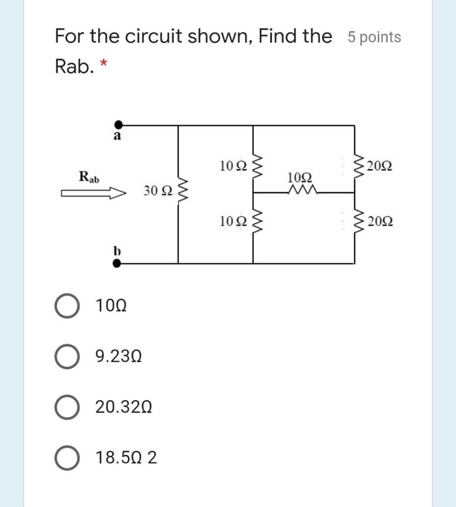 Solved For the circuit shown, Find the 5 points Rab. . * a | Chegg.com