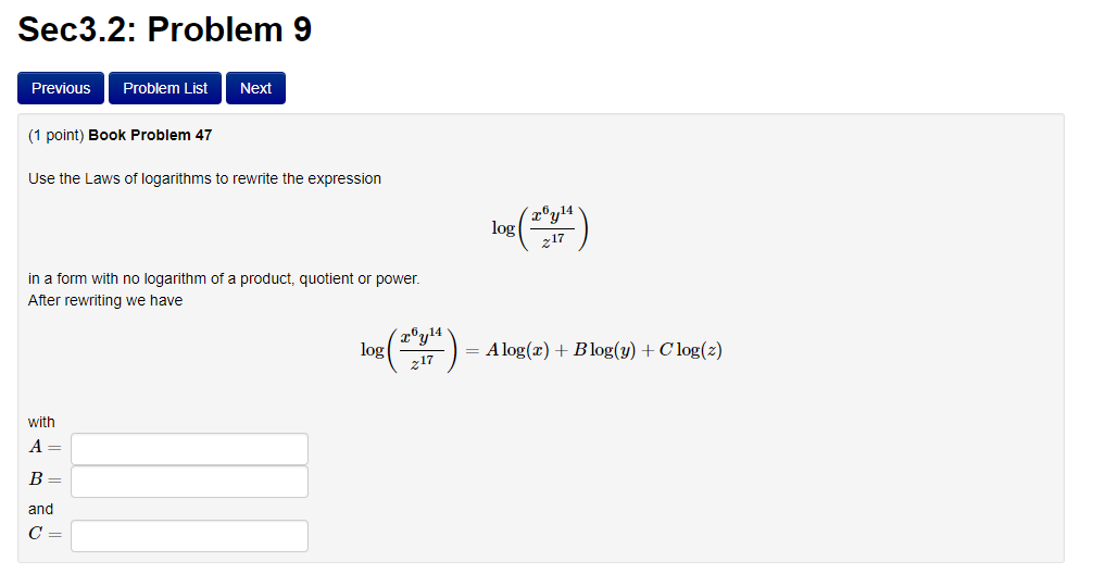Solved Sec3.2: Problem 9 Previous Problem List Next (1 | Chegg.com