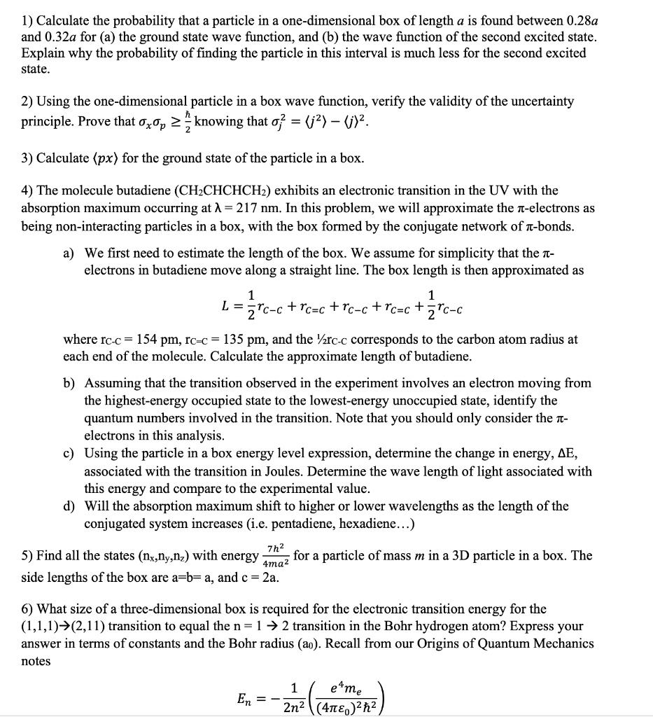 Solved 1) Calculate the probability that a particle in a | Chegg.com