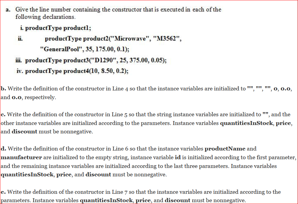 Solved class product Type { I/Line 1 I/Line 2 // Line 3 | Chegg.com