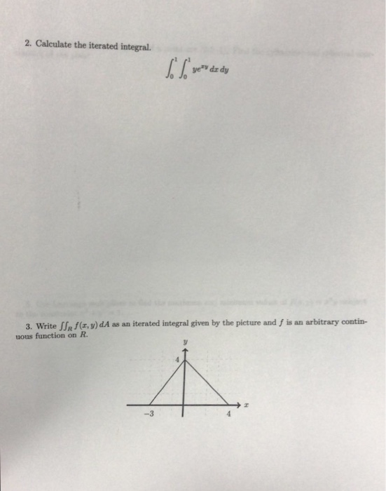 Solved 2. Calculate the iterated integral. vey dz dy 3. | Chegg.com