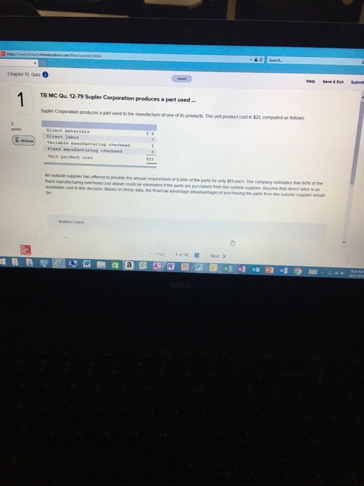 Solved Seach Help Seve& Exit Subm Chapter 12. Quz TB MC Qu. | Chegg.com