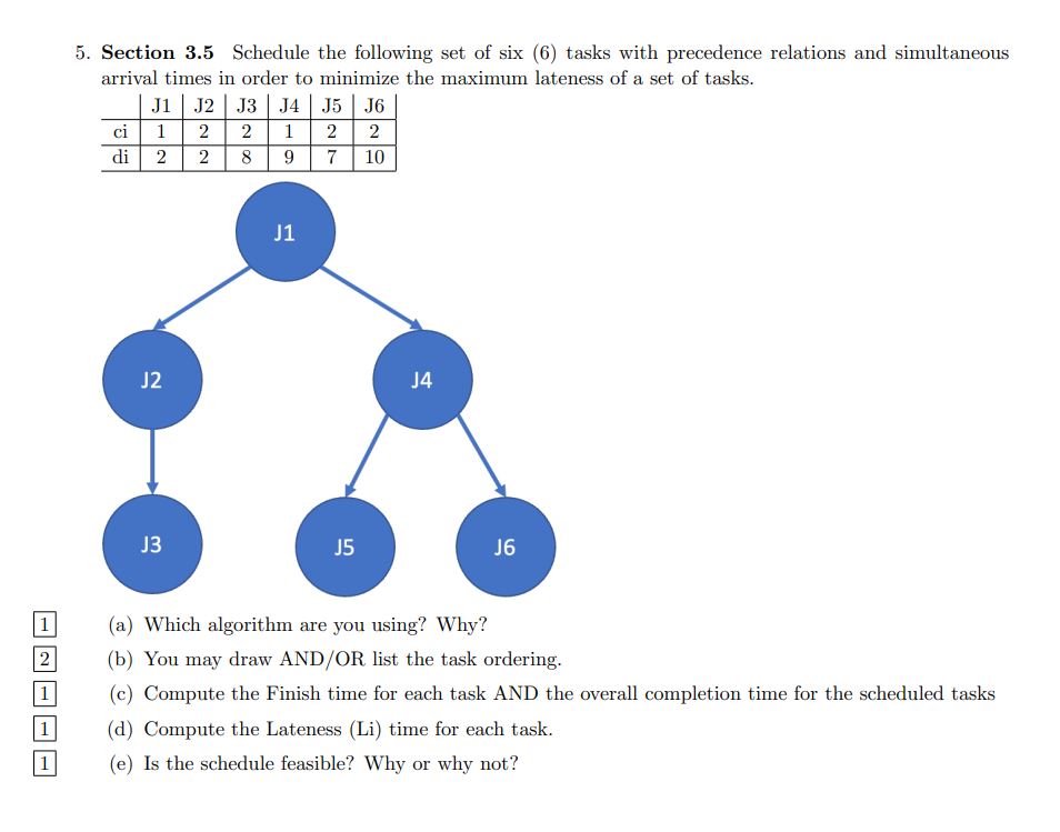 5. Section 3.5 Schedule the following set of six (6) | Chegg.com