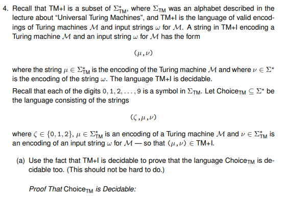 4. Recall that TM+l is a subset of TM, where 2TM was | Chegg.com