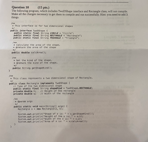 Solved Question 10 (15 pts.) The following program, which | Chegg.com