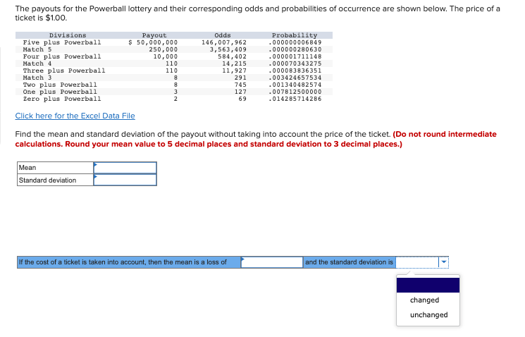 The payouts for the Powerball lottery and their | Chegg.com