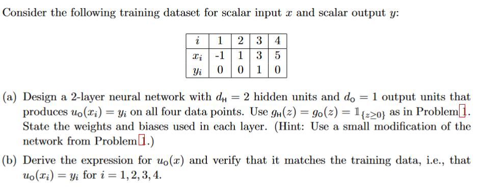 Consider the following training dataset for scalar | Chegg.com