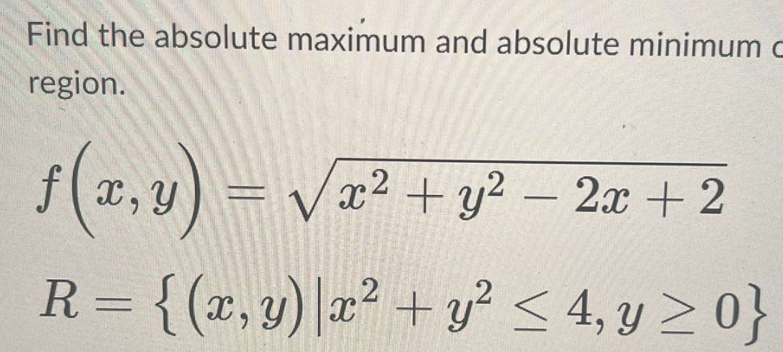 Solved Find the absolute maximum and absolute | Chegg.com