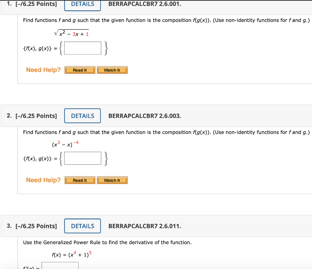 Solved 1. [-16.25 Points] DETAILS BERRAPCALCBR7 2.6.001. | Chegg.com