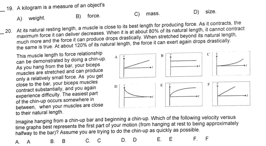 Solved 19. A kilogram is a measure of an object's A) weight. | Chegg.com