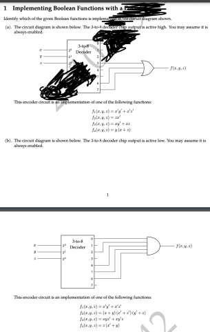 Solved 1 Implementing Boolean Functions with a Identity | Chegg.com