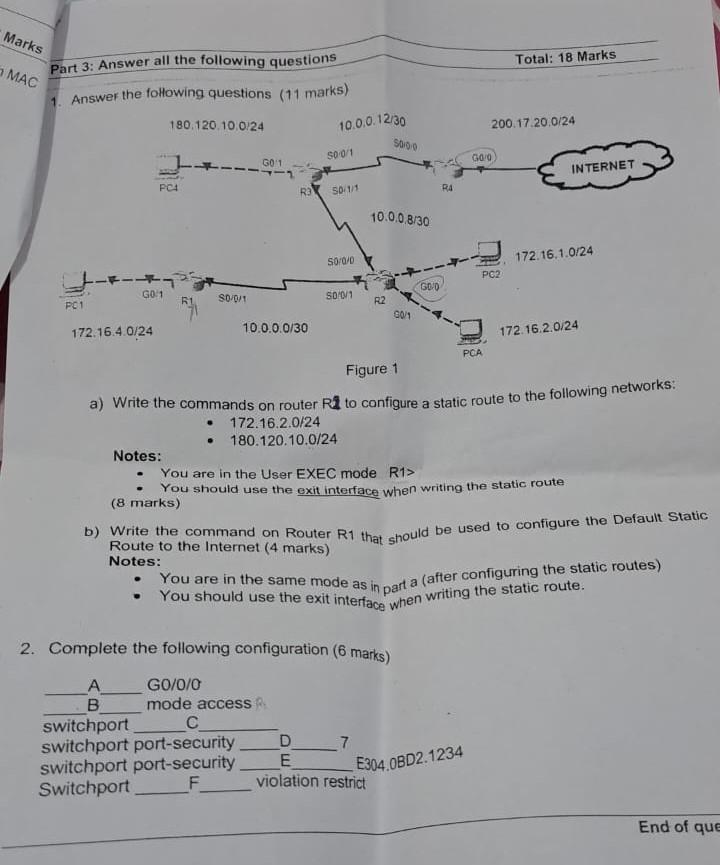 Solved Answer the following questions ( 11 marks) a) Write | Chegg.com