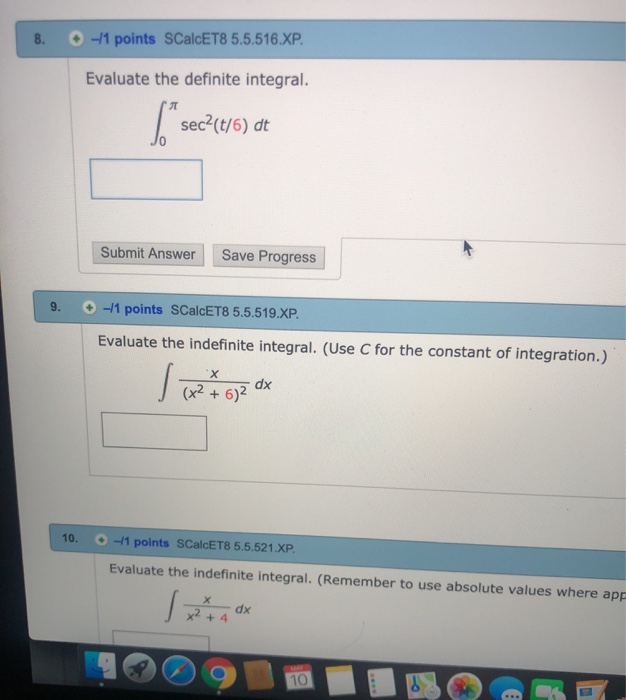 Solved 0-11 points SCalcET8 5.5.51 6.XR Evaluate the | Chegg.com