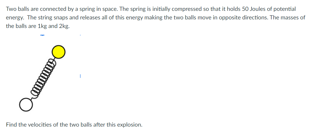 Solved Two balls are connected by a spring in space. The | Chegg.com