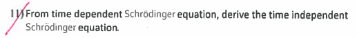 Solved 10) Show time independent Hamiltonian operator is | Chegg.com