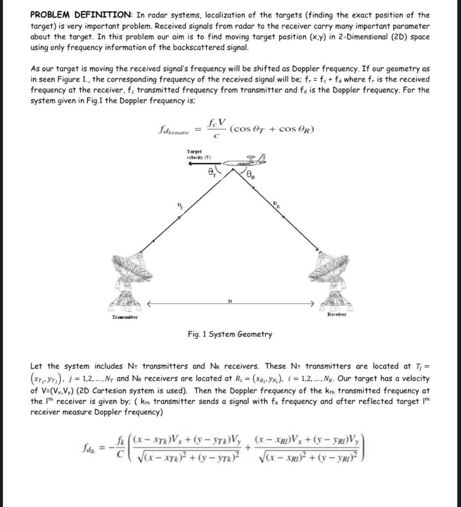 PROBLEM DEFINITION: In radar systems, localization of | Chegg.com