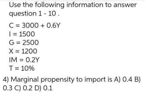 Solved Use the following information to answer question 1 - | Chegg.com